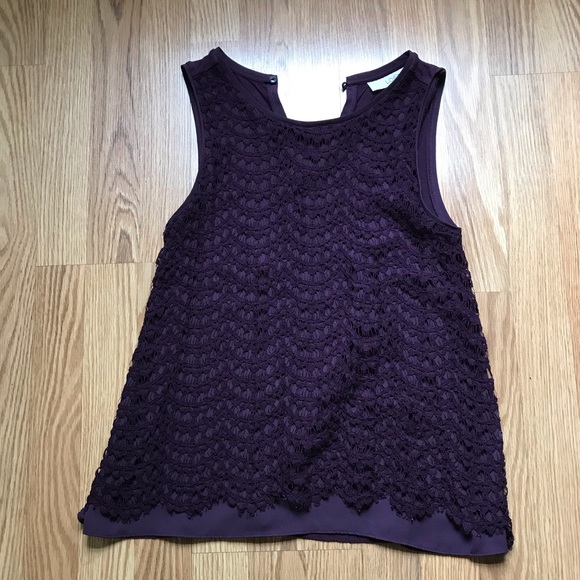 LOFT | Tops | Dark Purple Lace Front Tank | Poshmark